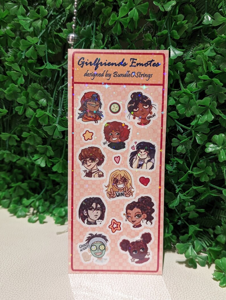 Girlfriends Emote Sticker Sheet Cute Fun Glitter Vinyl Stickers for ...