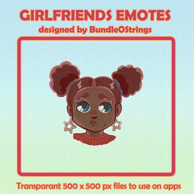 Girl Emote umm Digital Sticker Red Hair Black Girl With Big Cute Eyes ...
