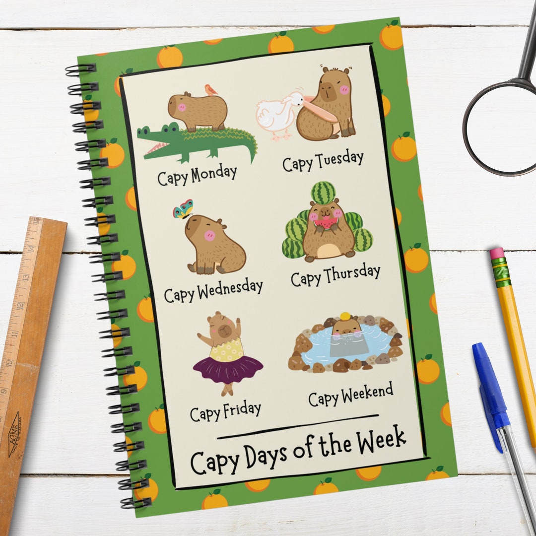 Have A Capy Week Capybara Themed Spiral Notebook - Ruled Line, Days of ...