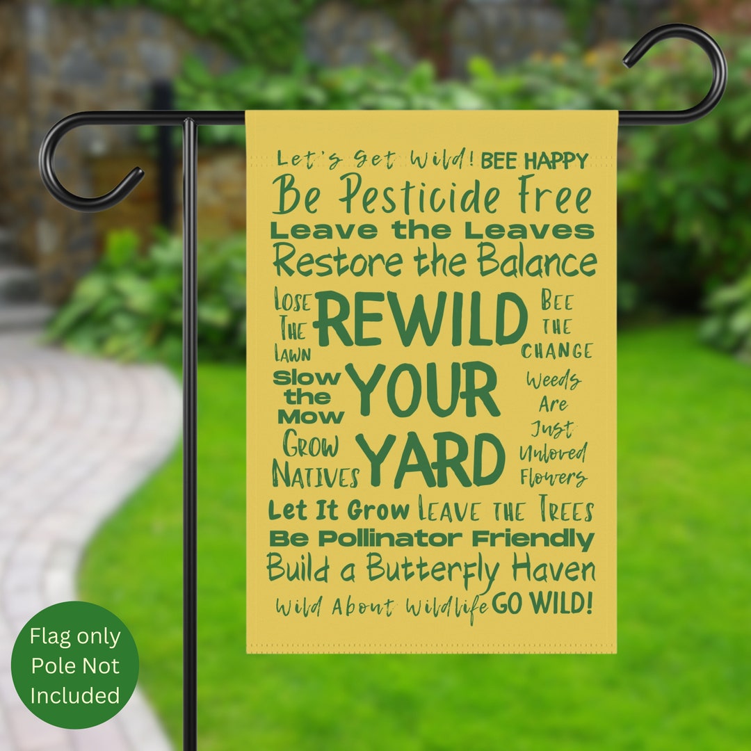 Rewild Your Yard Yellow With Green Text Garden & House Banner - Etsy