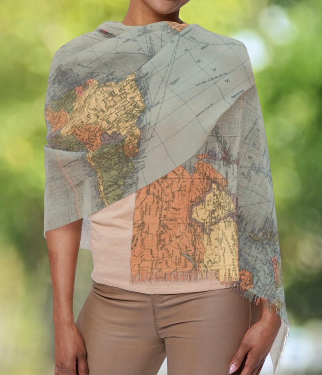 1942 World Map Scarf: Vintage Cartography Print, Travel Gift - Etsy