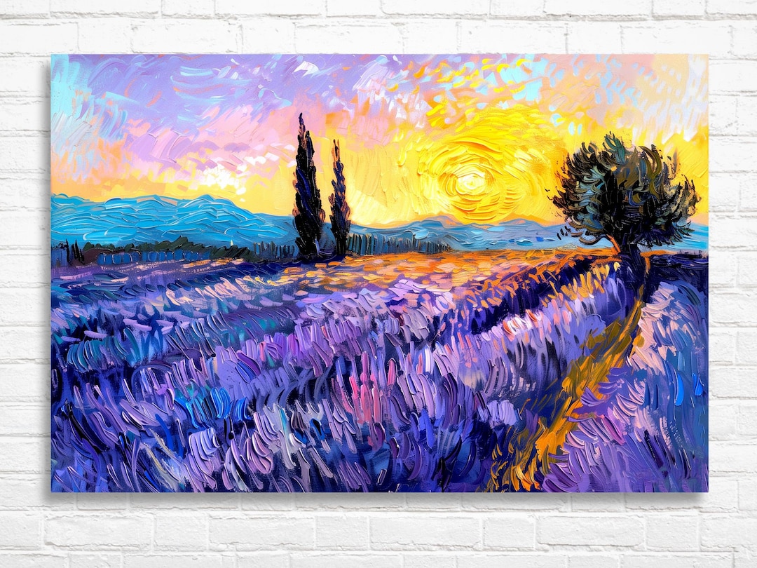 Field of Lavender Wall Art, Colorful Floral Home Decor, Country Fields ...