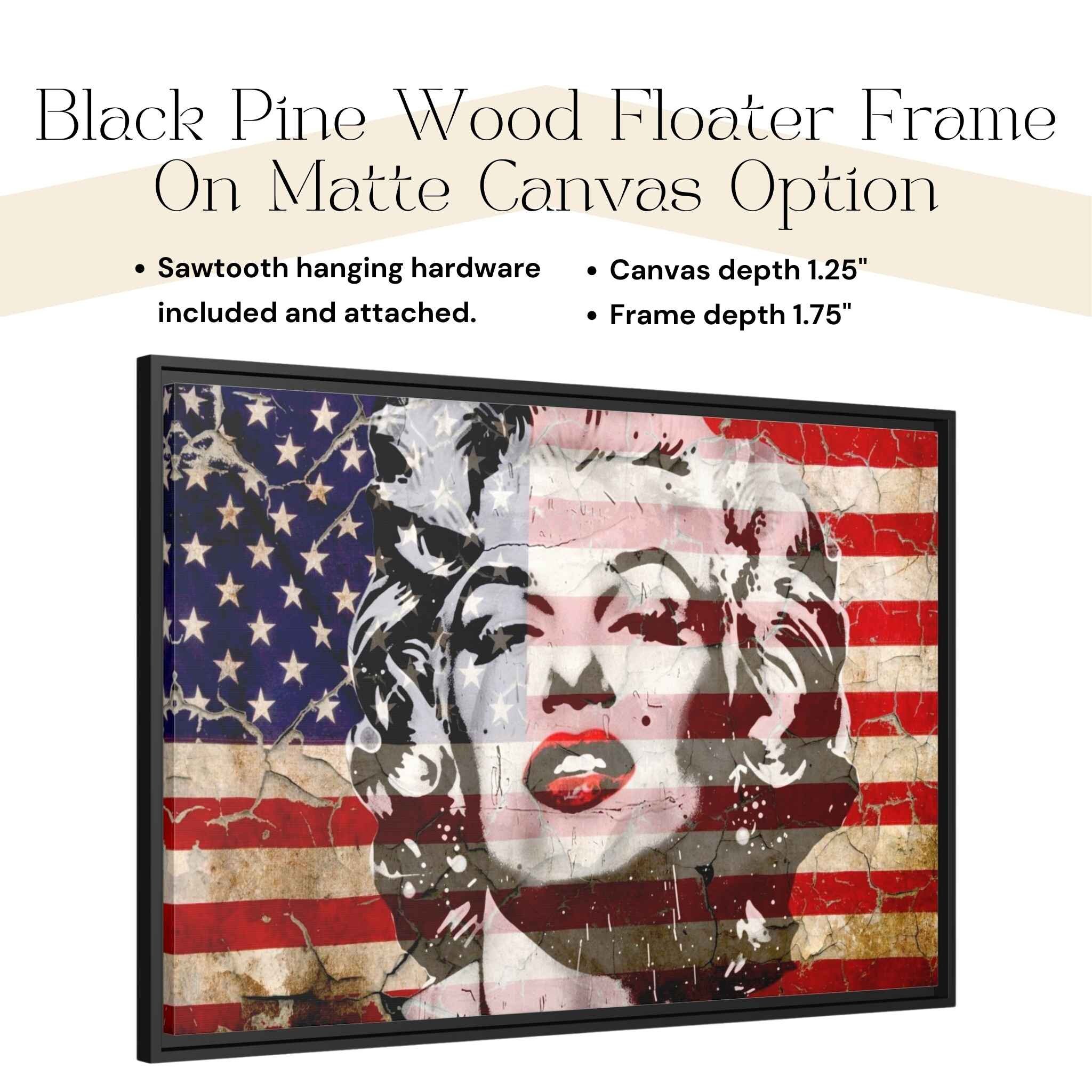 Marilyn Monroe American Flag Wall Art, Vintage Hollywood Canvas Print ...