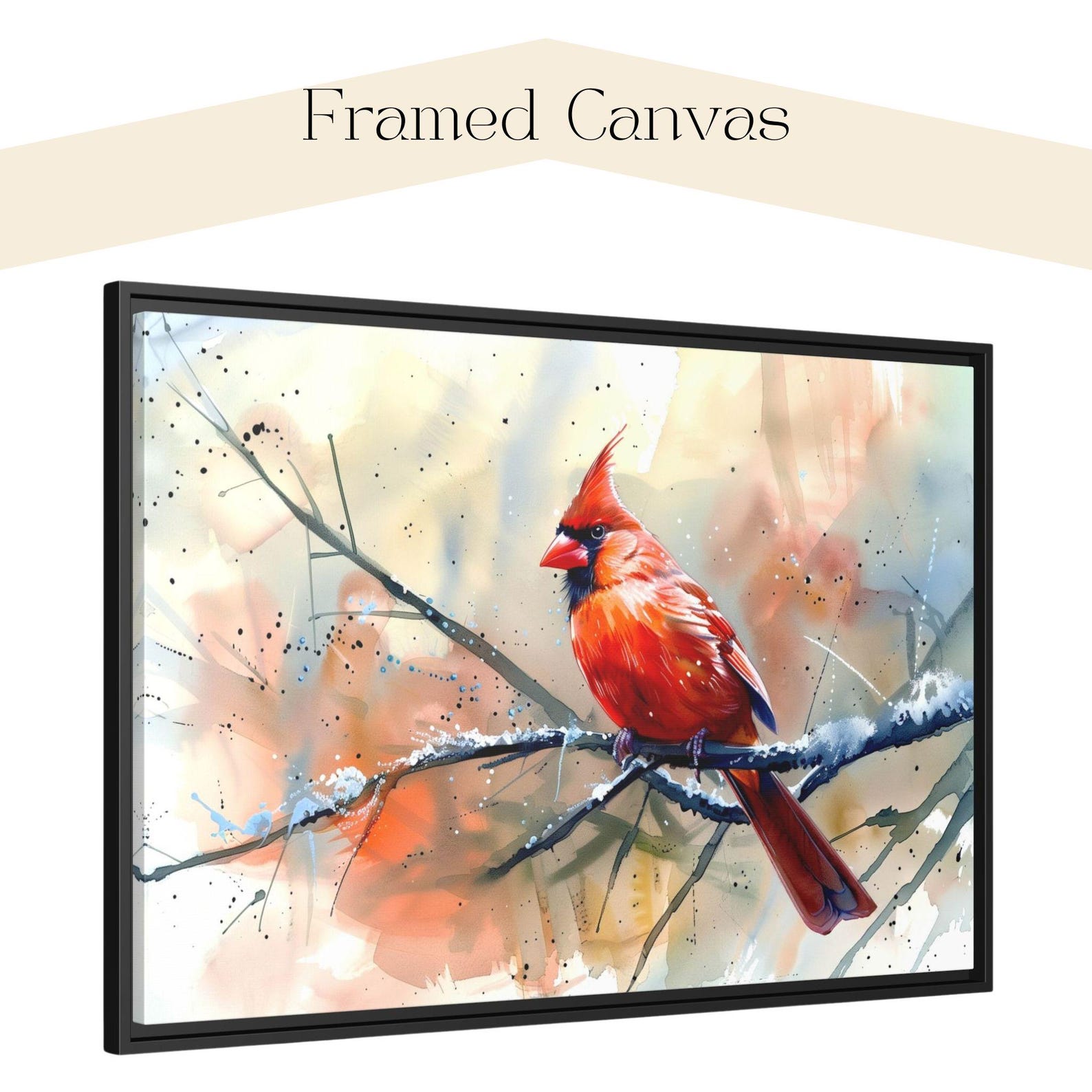 Watercolor Red Cardinal Wall Art, Contemporary Bird Home Decor ...