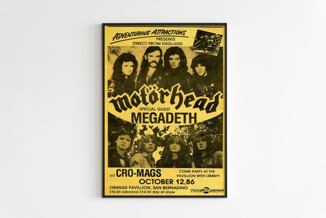 Motorhead Megadeth Poster, Motorhead Megadeth Concert Poster, Rock ...