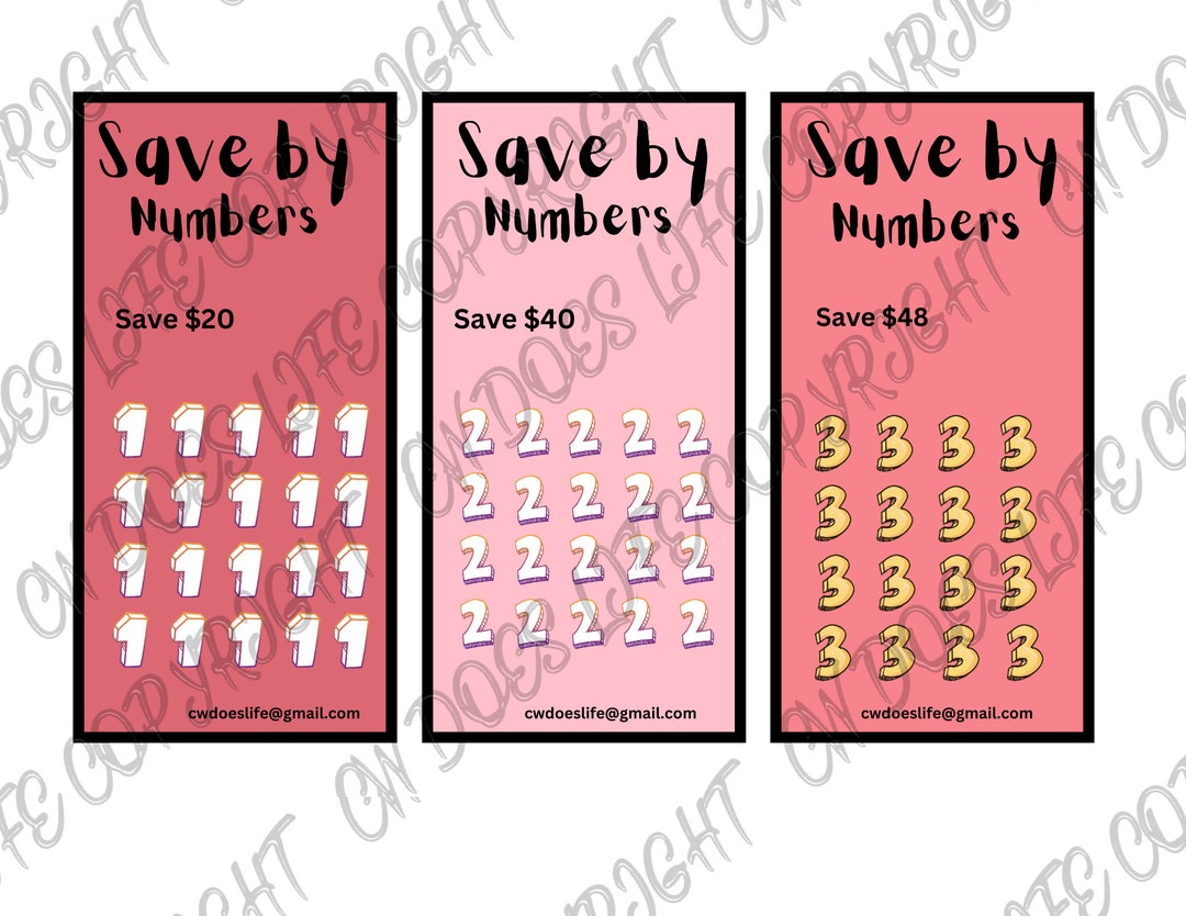 A6 Save by Numbers 1-3 - Etsy