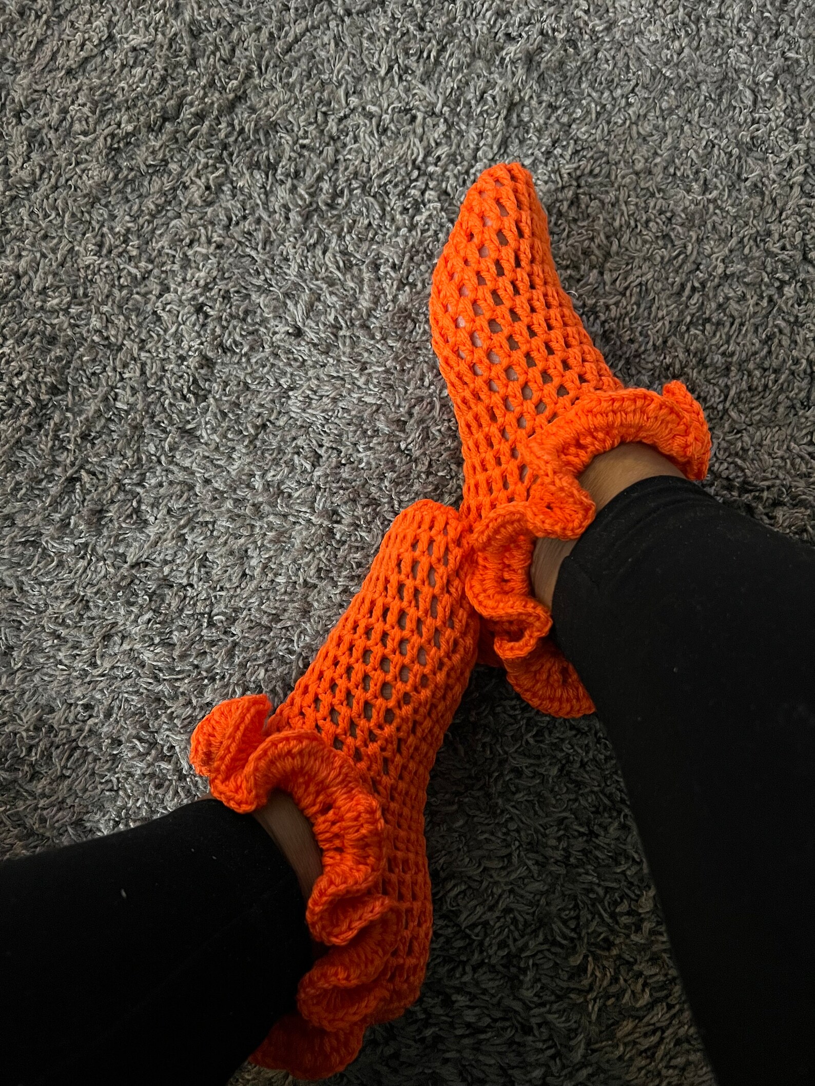 Crochet Footie Socks With Ruffles, Ruffle Booties, Slippers, Great Gift ...