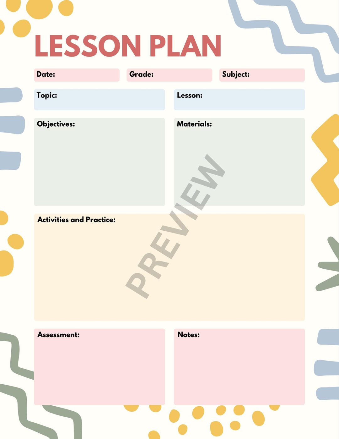 Teacher Lesson Plan - Etsy