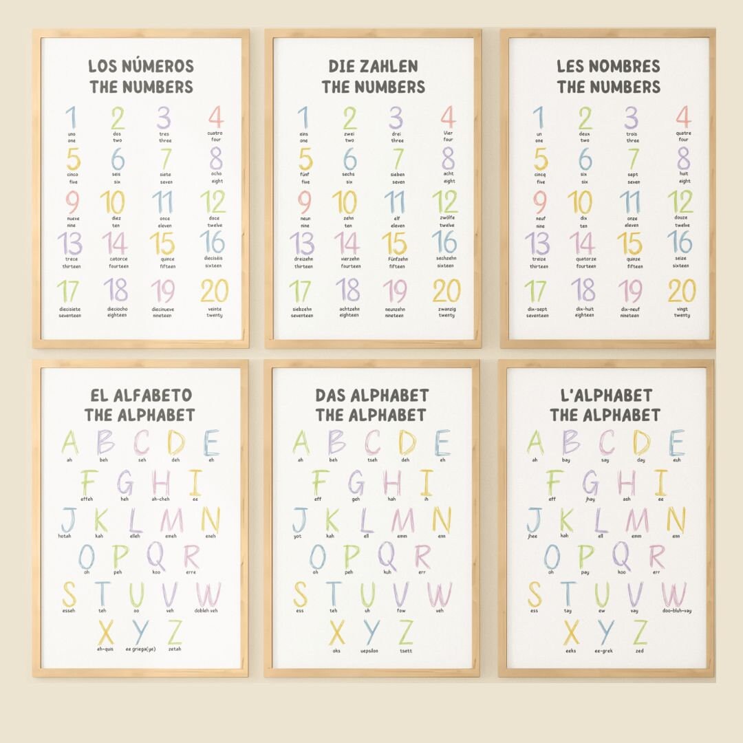 Bilingual Alphabet and Numbers Set for Young Learners, Spanish, German ...