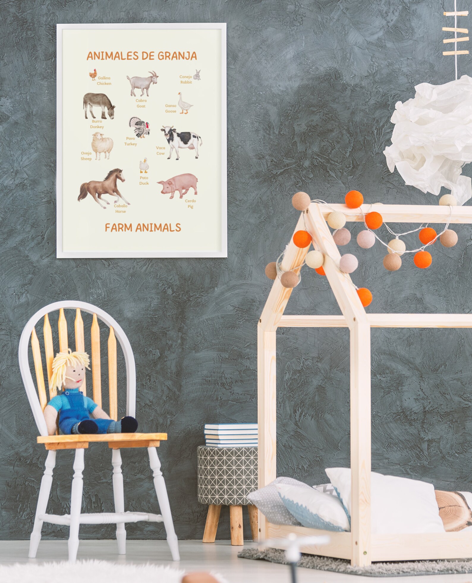 Bilingual Farm Animals Poster in Spanish-english - Educational and Fun ...