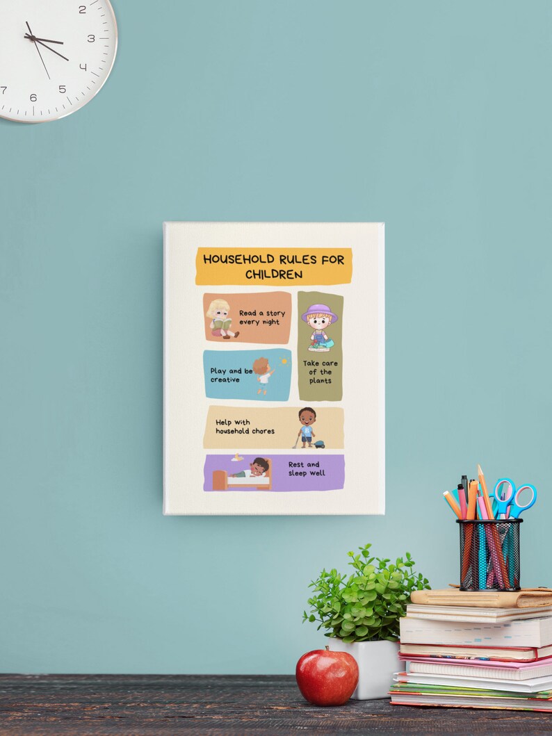 Set of Posters in English With Home Rules for Children Promoting ...