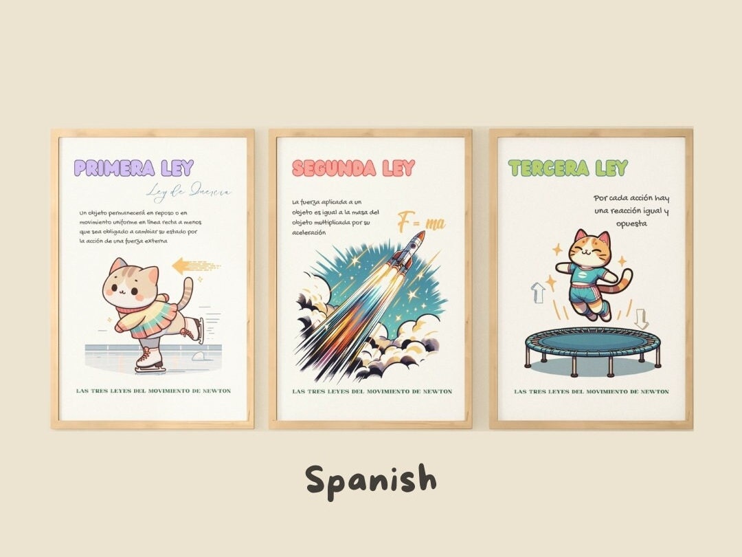 Set of Didactic Posters of Newton's Laws in Spanish Interactive ...