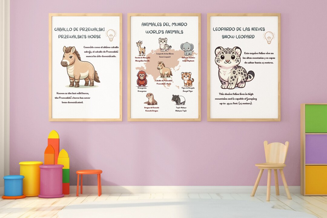 Educational Set of Animal Prints, Bilingual Teaching Material for ...