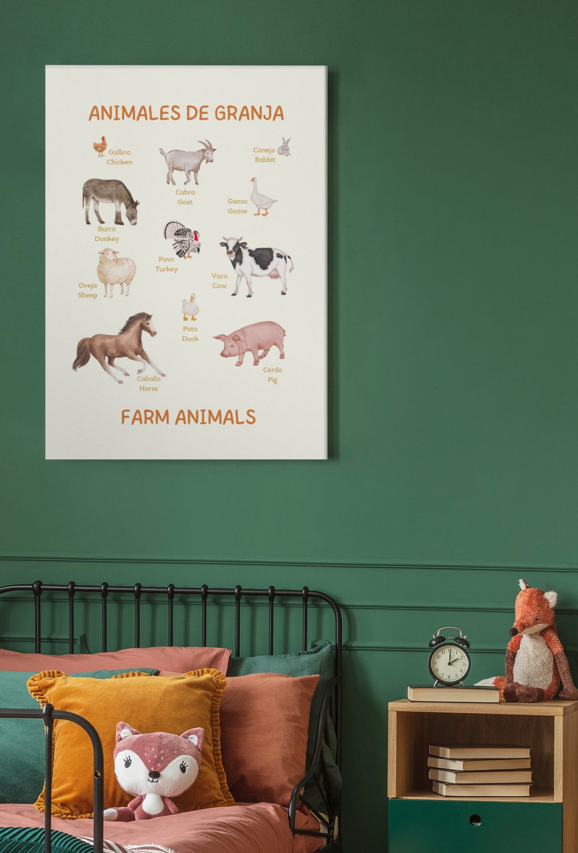 Bilingual Farm Animals Poster in Spanish-english - Educational and Fun ...
