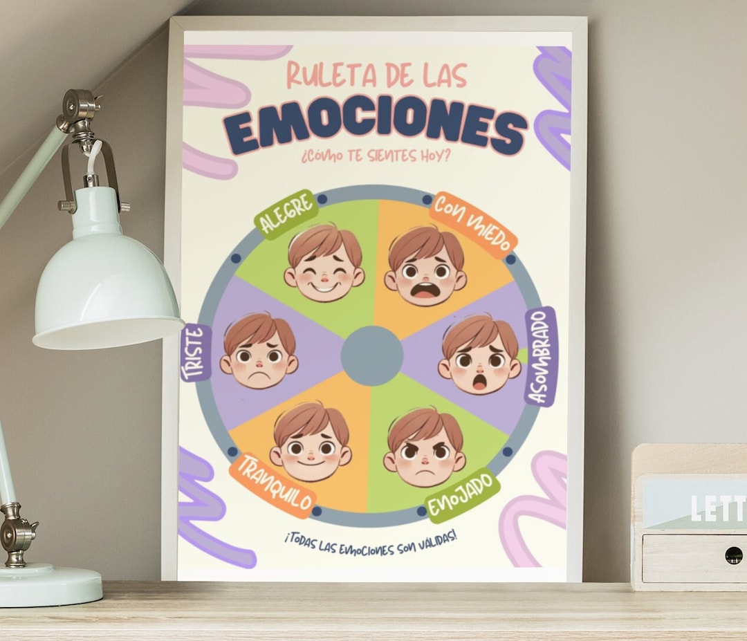 Emotion Roulette Poster for Kids Bright Colors, Emotional Learning ...