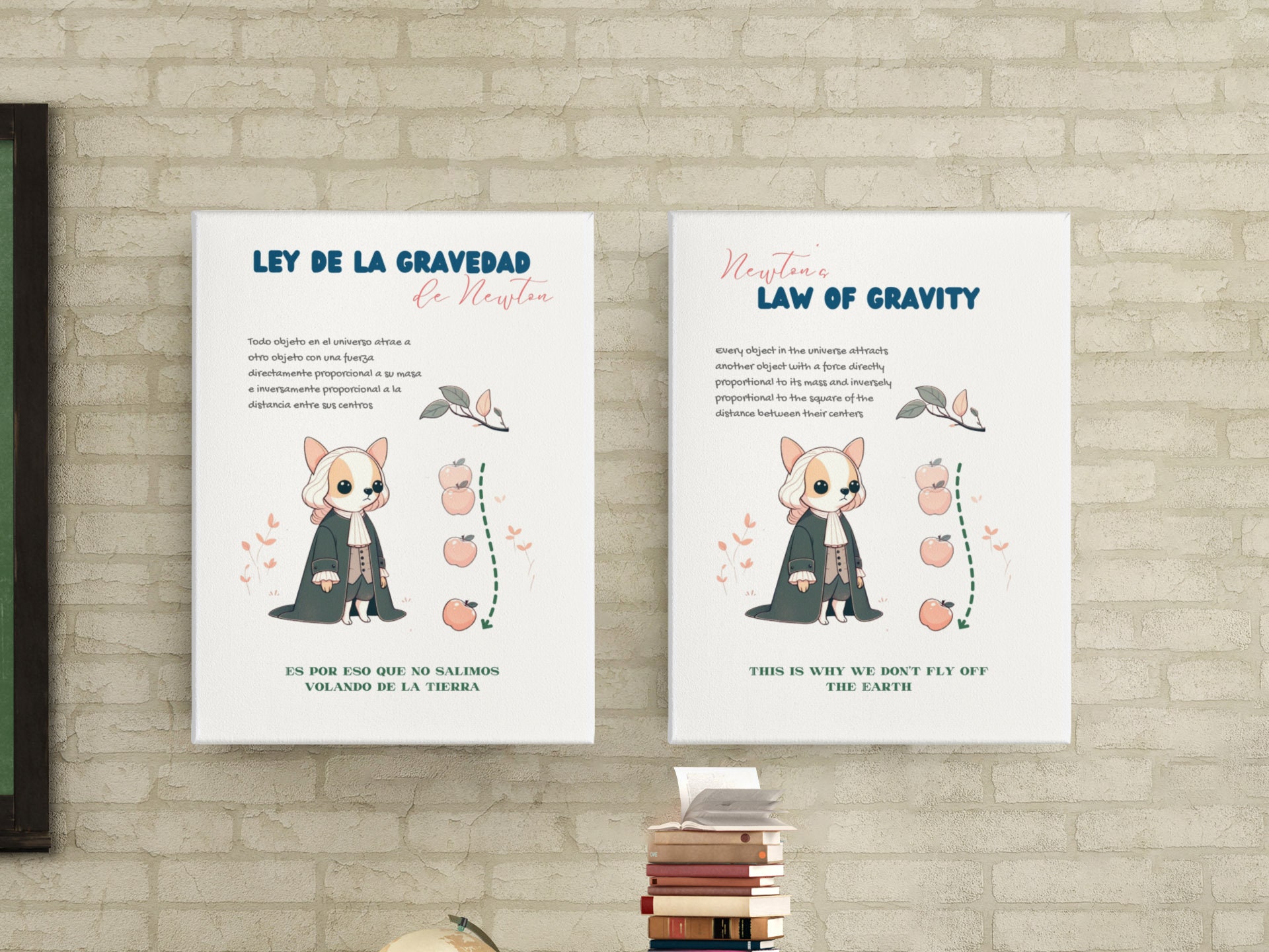 Bilingual Posters for Kids - Newton's Law of Gravity in Spanish and ...