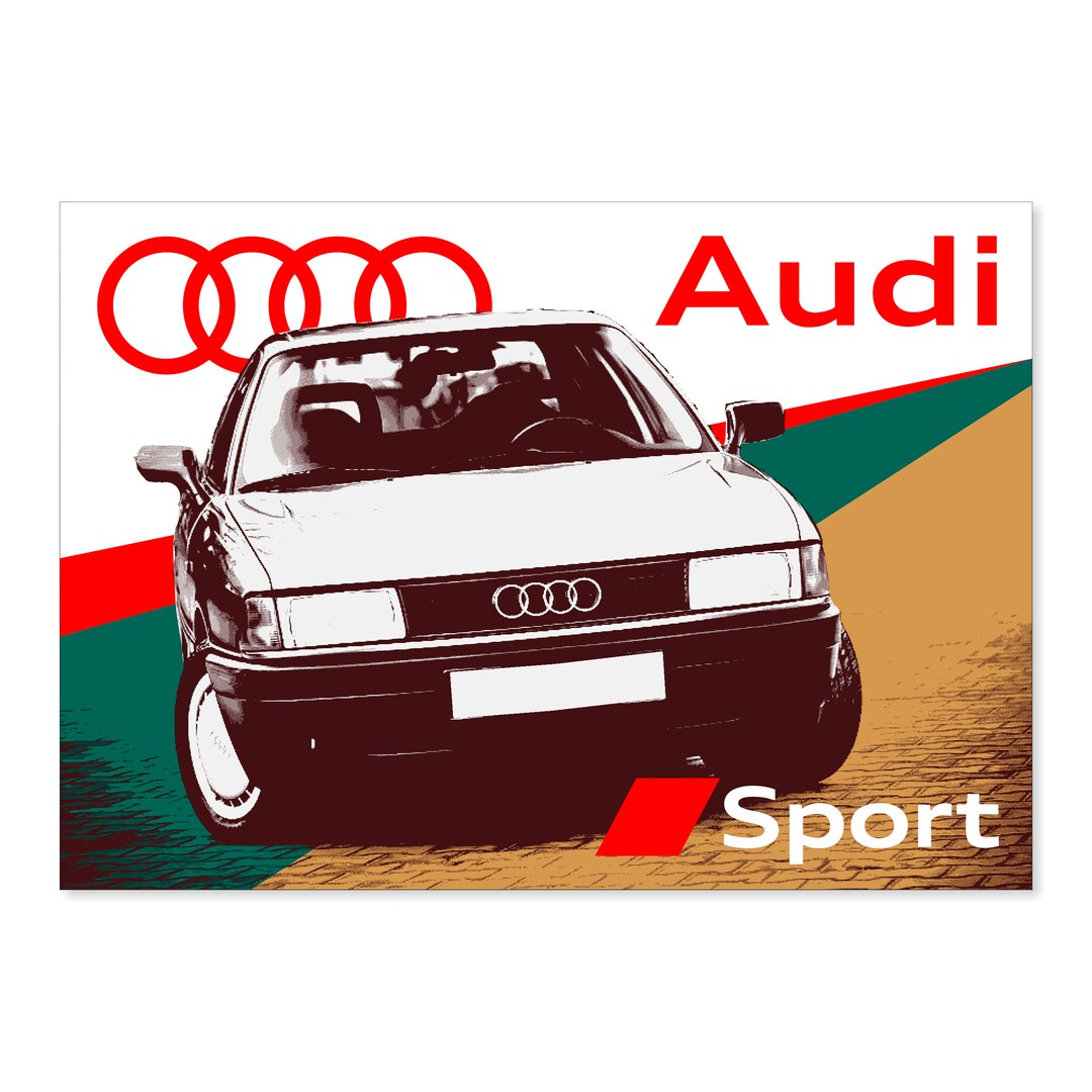 Audi 80 B3 Poster Bmw Car Wall Poster Red Classic Car Poster Vintage ...