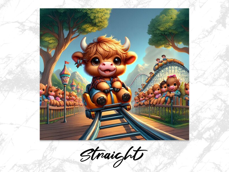 Highland Cow 20oz Skinny Tumbler Wrap Download, Cute Cow Roller Coaster ...