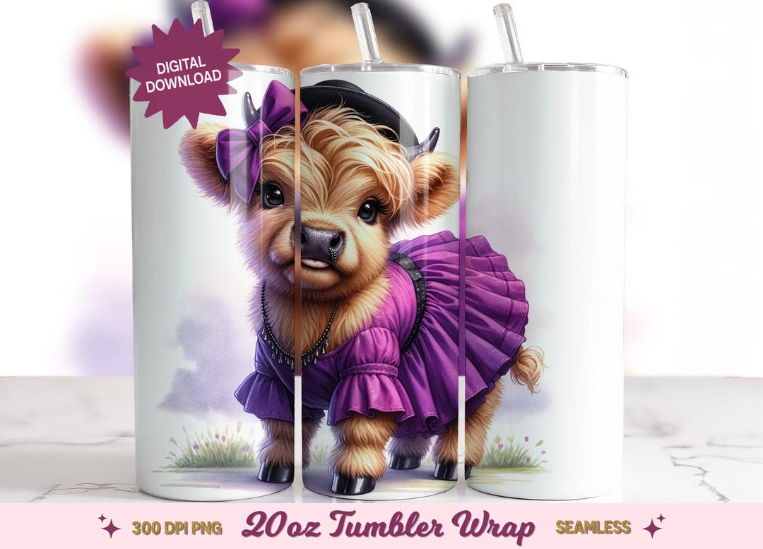 Highland Cow Digital Download Seamless Sublimation Design for 20oz ...