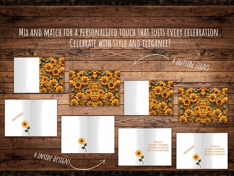 Sunflower Printable Birthday Card Set - Floral Birthday Card - Instant ...
