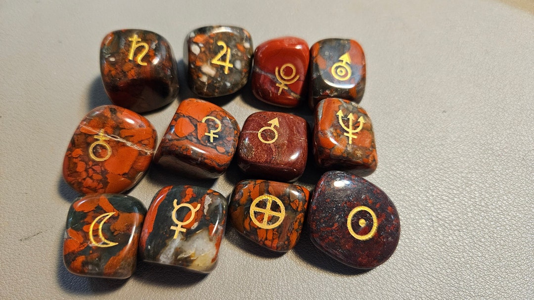 Carved Crystal Solar System Runes | Divination Casting Set - Etsy