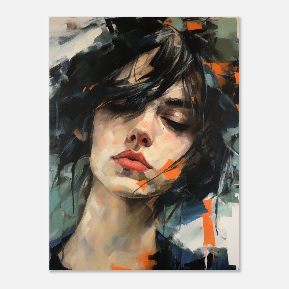 Female Portrait Modern Art, Abstract Head Portrait, Woman Wall Art ...