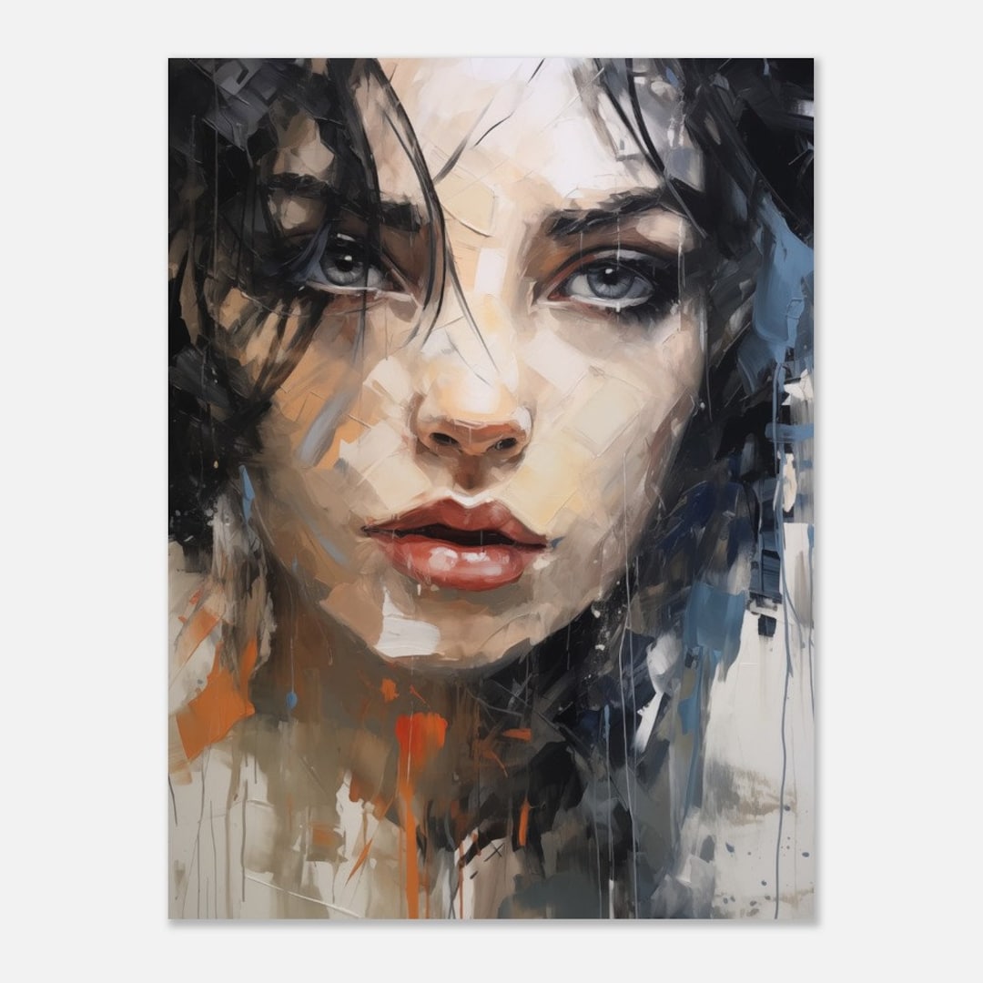 Female Portrait Modern Art, Abstract Head Portrait, Woman Wall Art ...