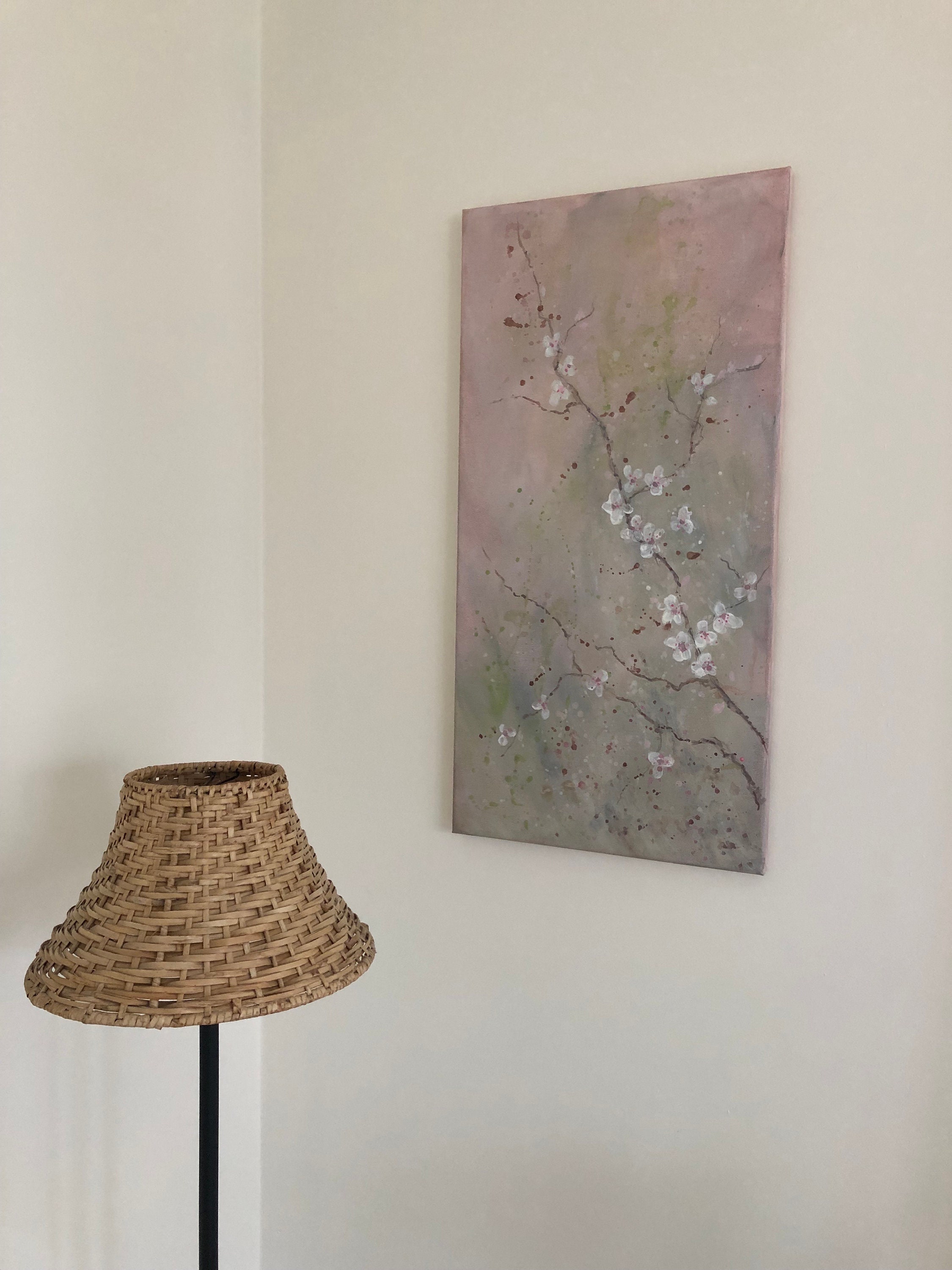Shabby Chic Painting on the Wall Spring. Flowering Tree Botanical Art ...