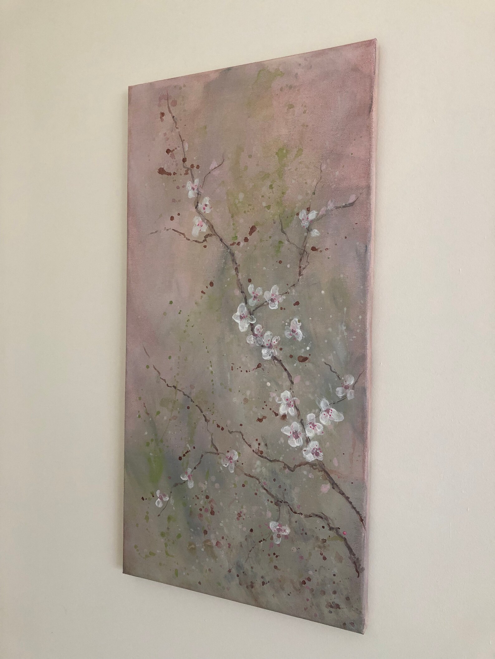Shabby Chic Painting on the Wall Spring. Flowering Tree Botanical Art ...
