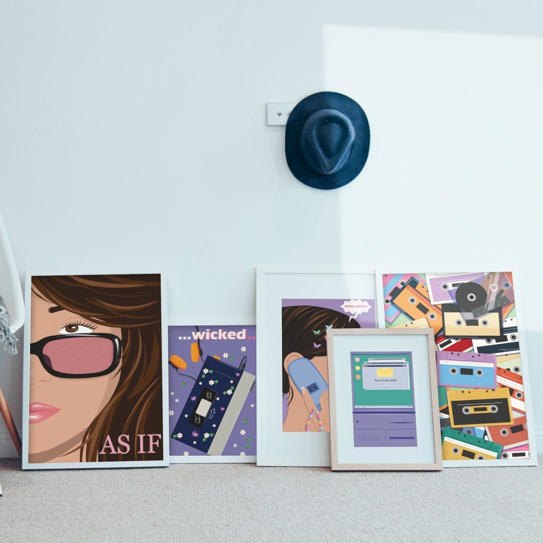 Retro 90s Wall Art Printable Posters Set of 5, 90s Aesthetic Prints ...