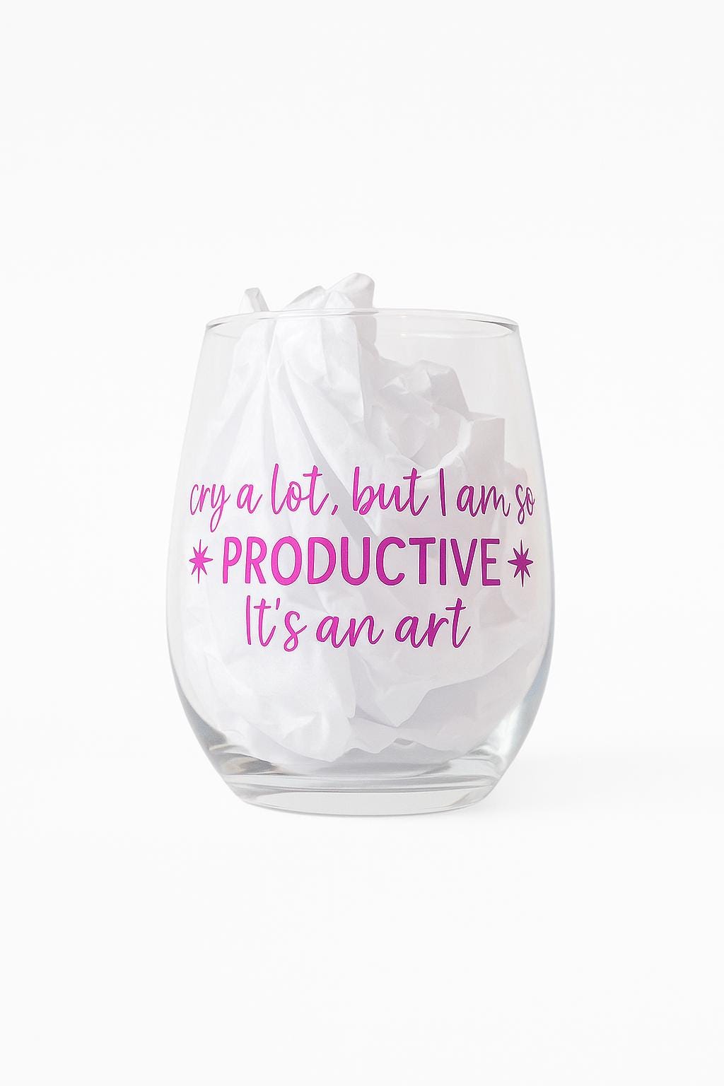 I Cry a Lot but I Am so Productive It’s an Art Lyric Wine Glass ...