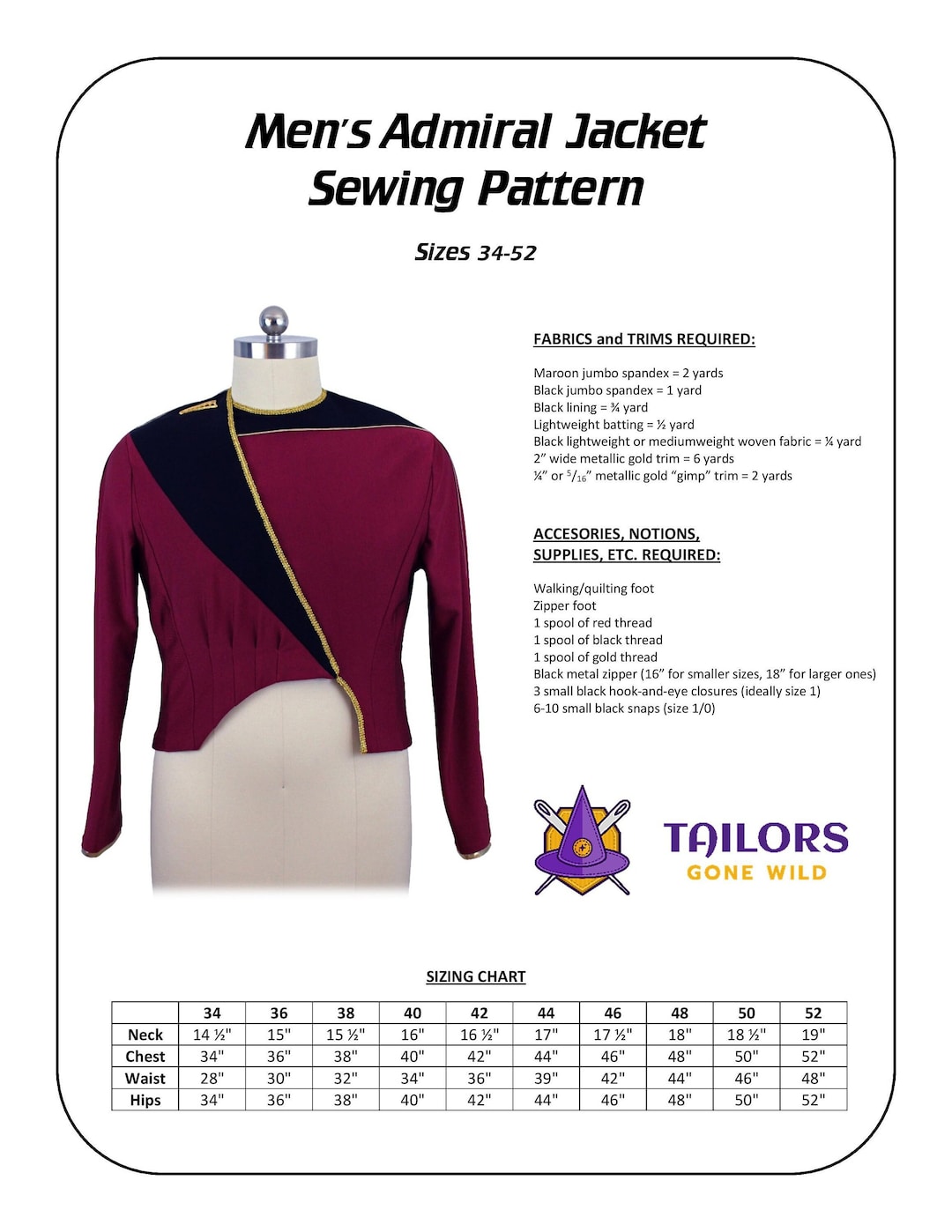 Men's Admiral Uniform Jacket Sewing Pattern - Etsy