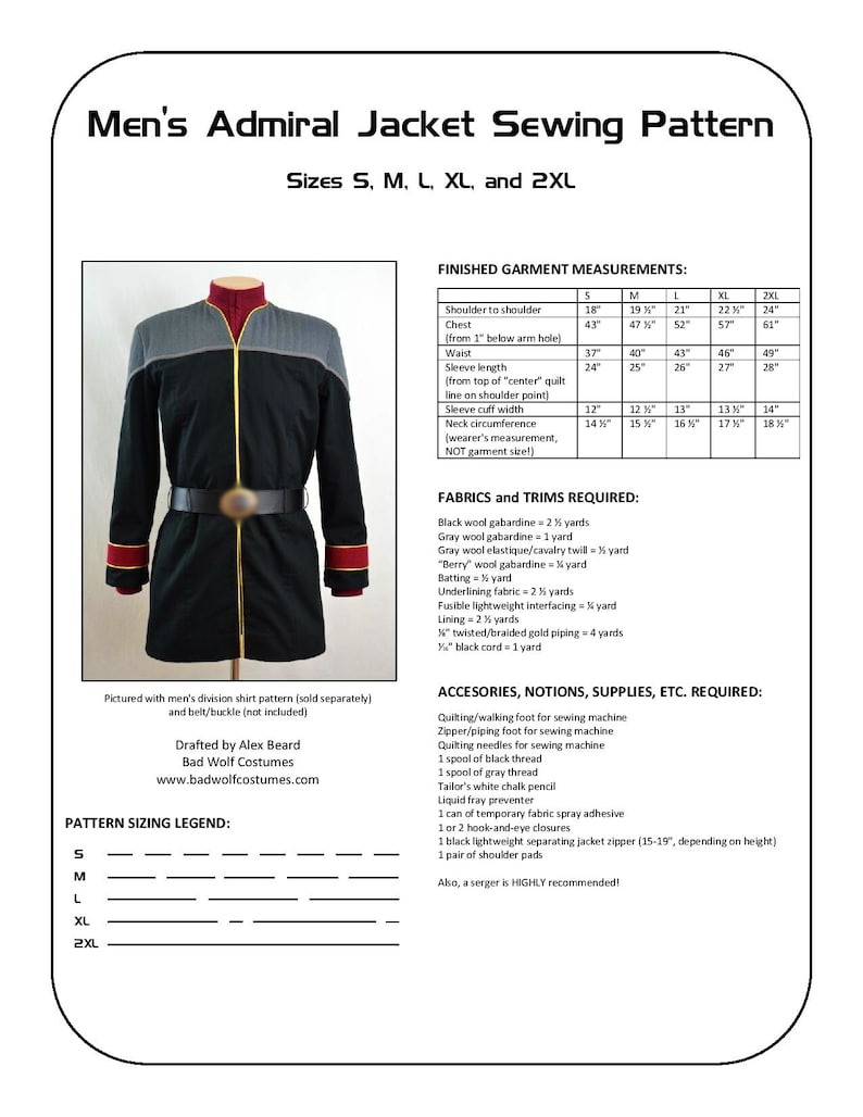 Men's Admiral Uniform Jacket Sewing Pattern - Etsy