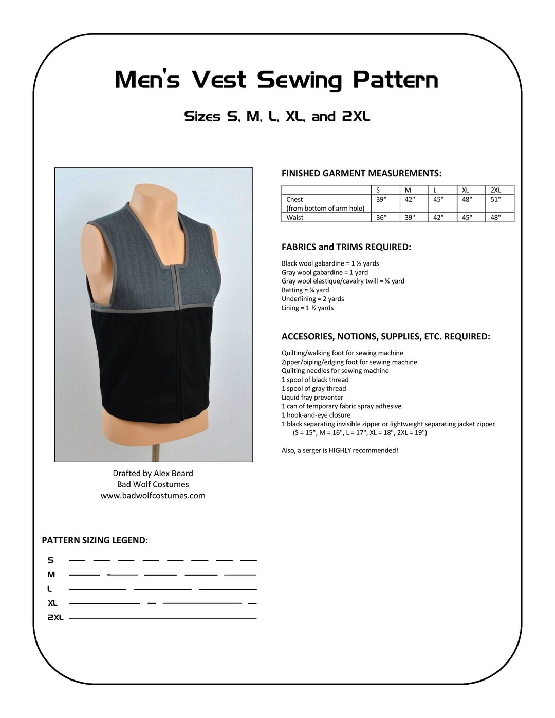 Men's Uniform Vest Sewing Pattern - Etsy