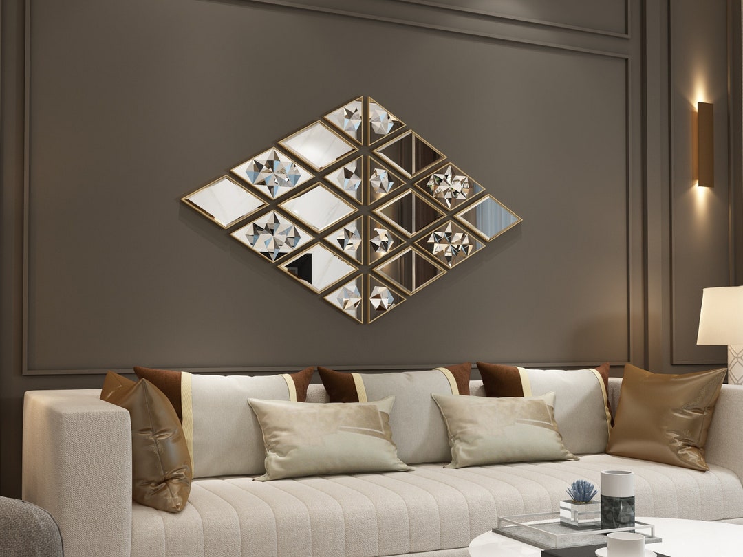 Geometric Wall Mirror, Living Room Mirror, Wall Decor, Vanity Mirror ...
