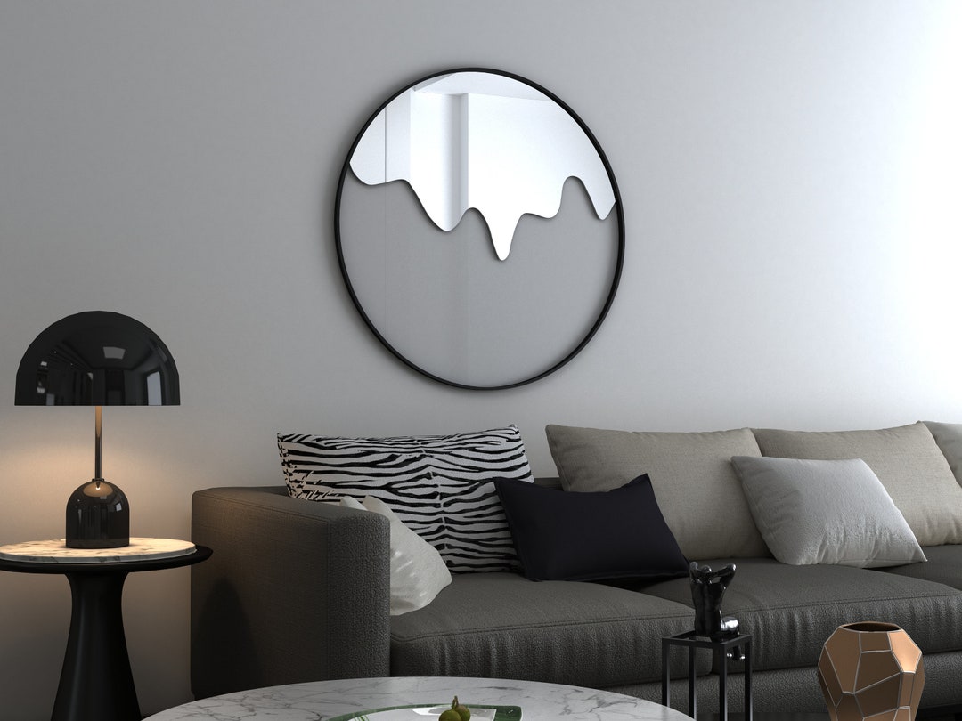 Round Mirrors Circle Mirrors Asymmetrical Mirror, Modern Waterfall ...