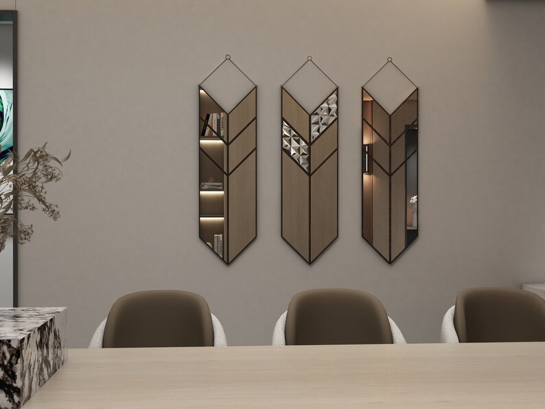 Glamorous Gold Aesthetic Mirrors Set of 3, Statement Wall Decor for ...