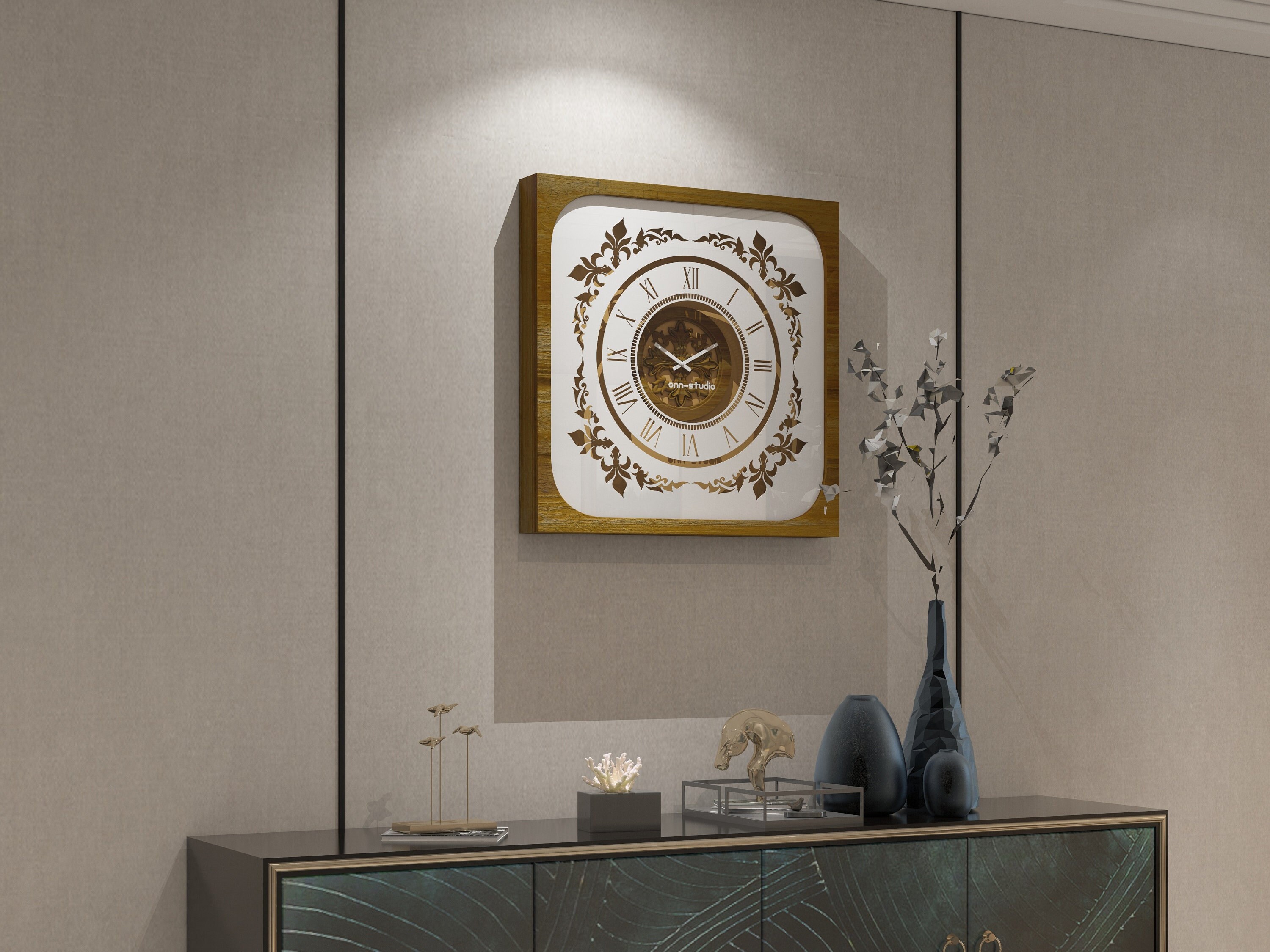 Large Vanity Mirror Clock - Oversized Mirror Clock, Farmhouse Wall Art ...