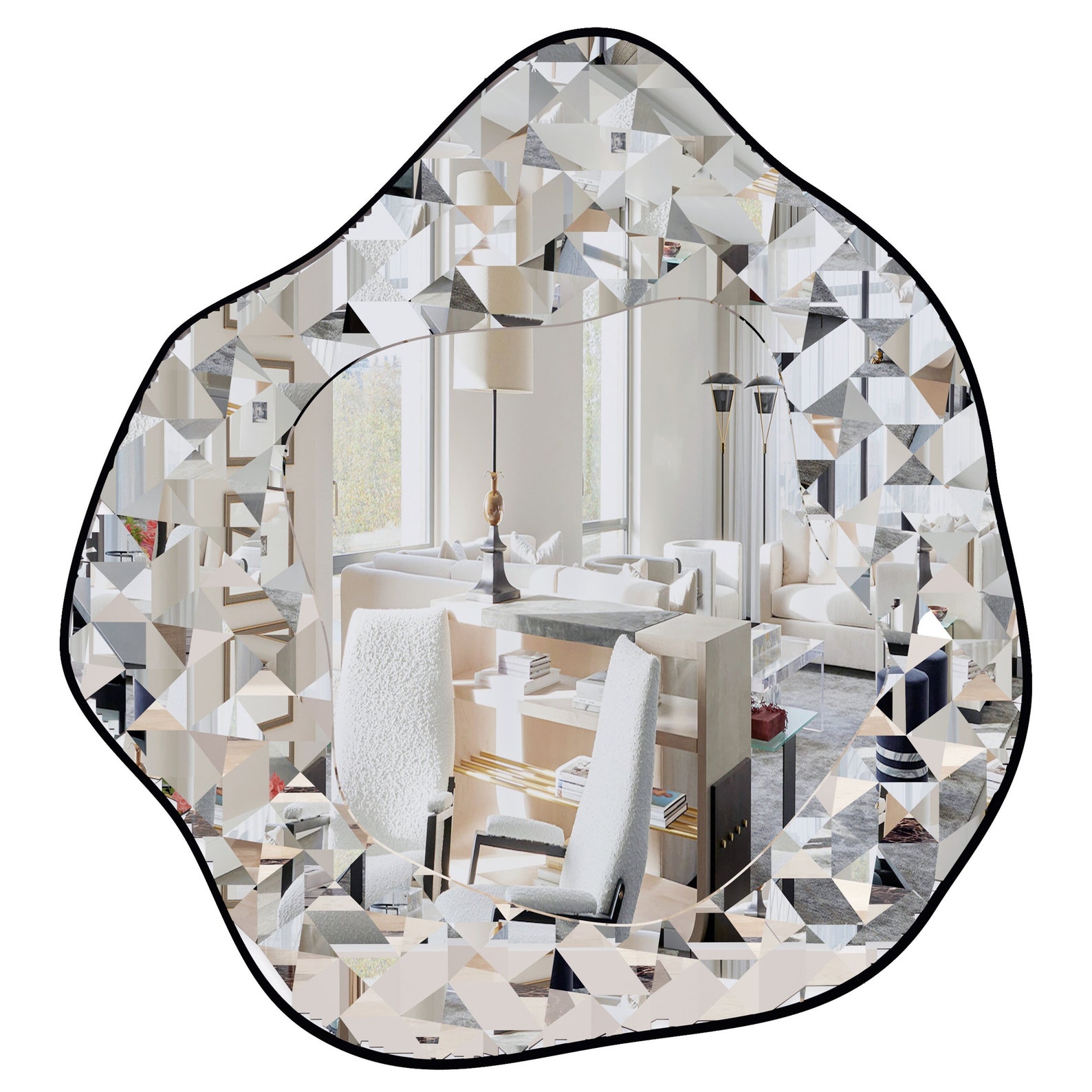 ASYMMETRICAL WALL MIRROR Large Wall Mirror, Art Deco Wall Mirror, Wall ...