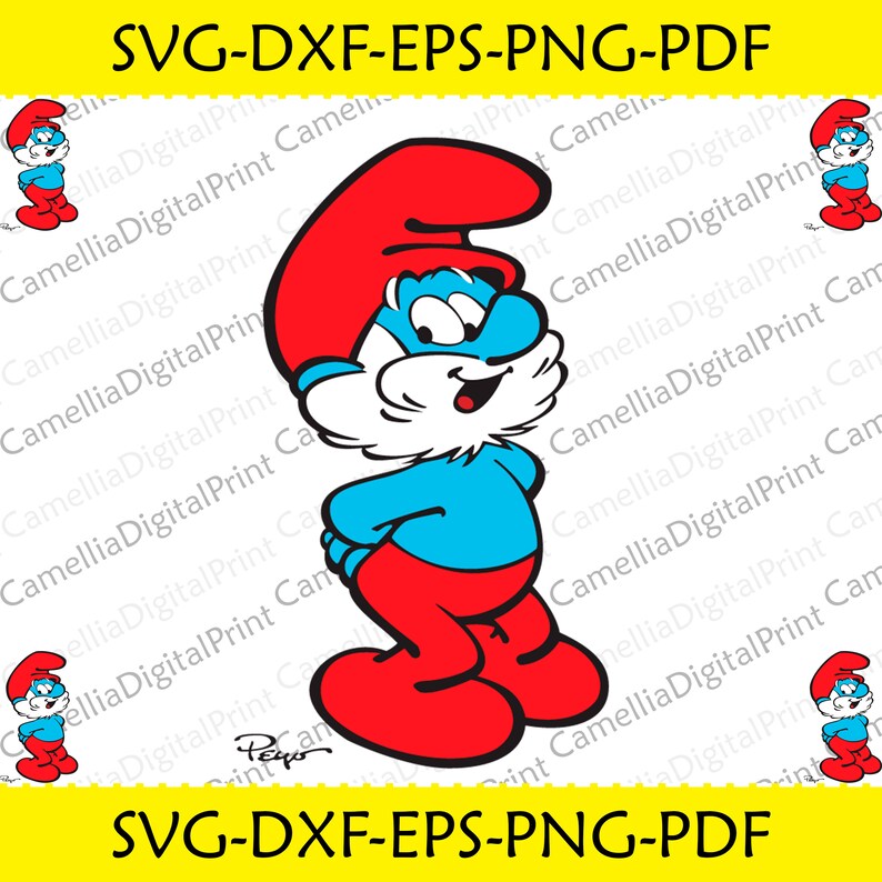 Papa Smurf Svg, Smurfs Svg, Smurf Silhouette, Svg-dxf-eps-png File ...