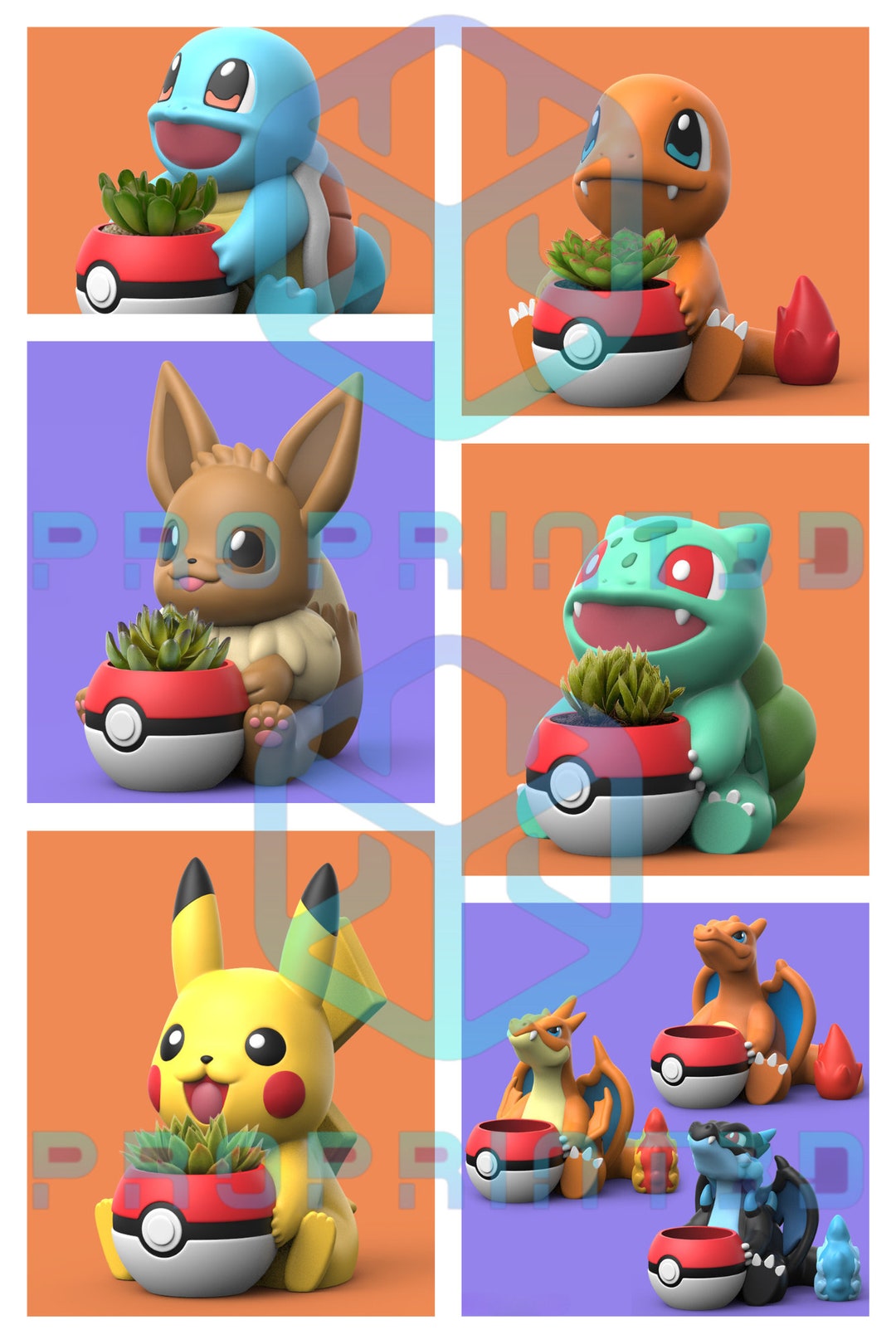 Pokemon Planter STL File Bundle Pack, Pokemon Files Pikachu, Charizard ...