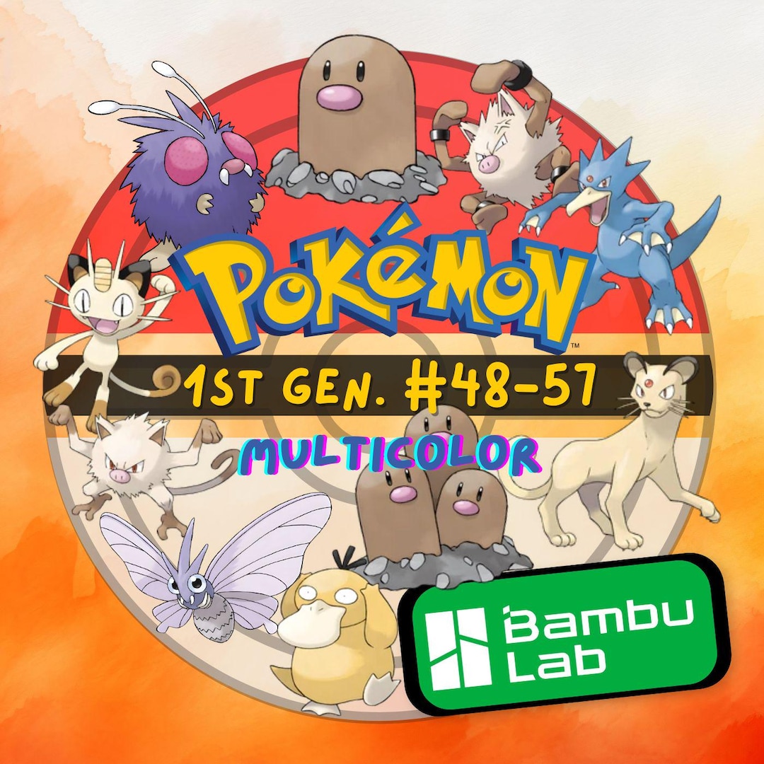 Pokemon 3MF COLORED Bambulab/prusa Ready 3D File Bundle Pack 1 GEN 48 ...