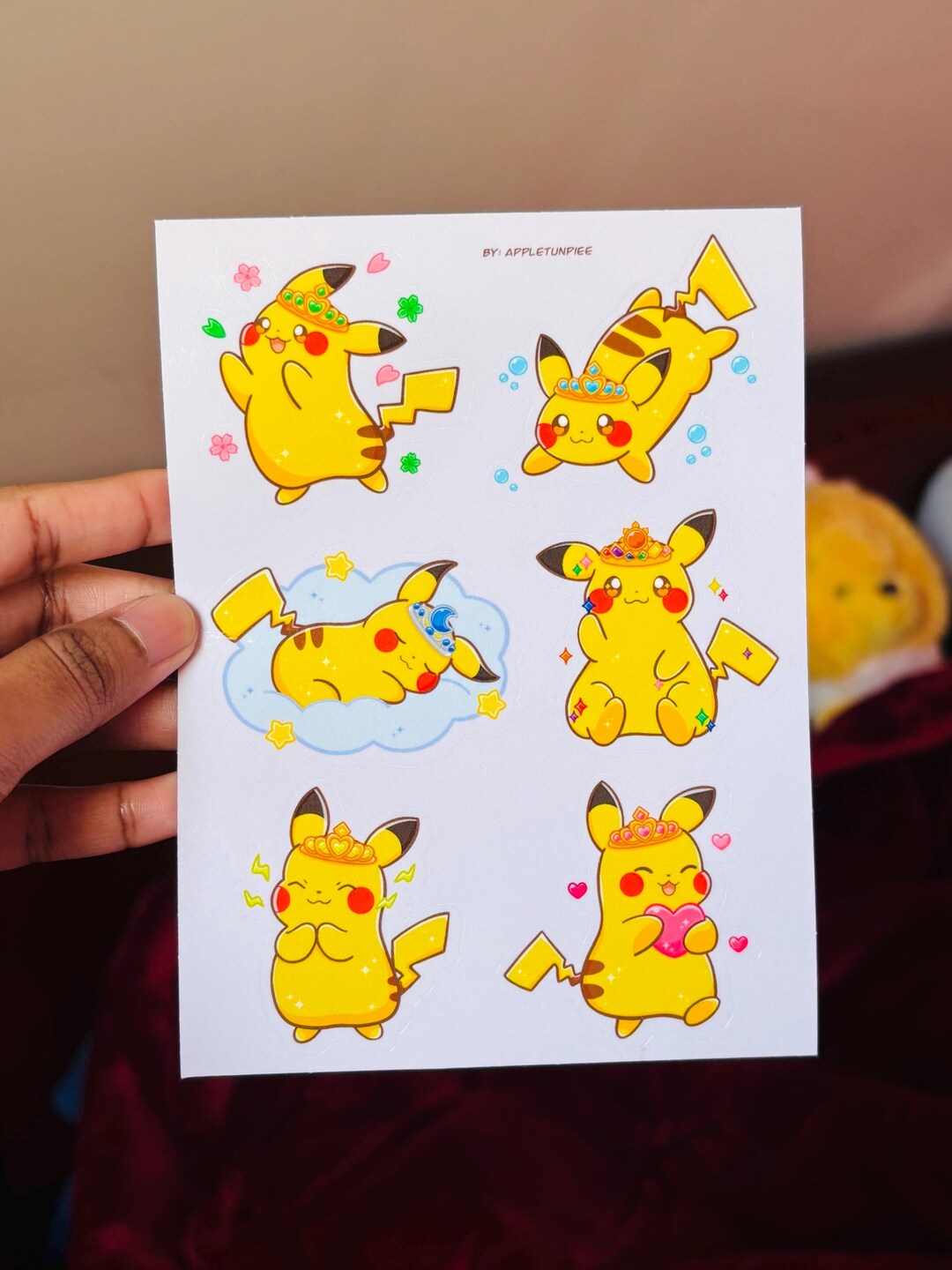 Crown Pikachu Sticker Sheet - Etsy