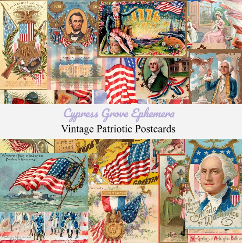 Vintage Patriotic Postcards Printable Vintage Pictures Junk Journal ...
