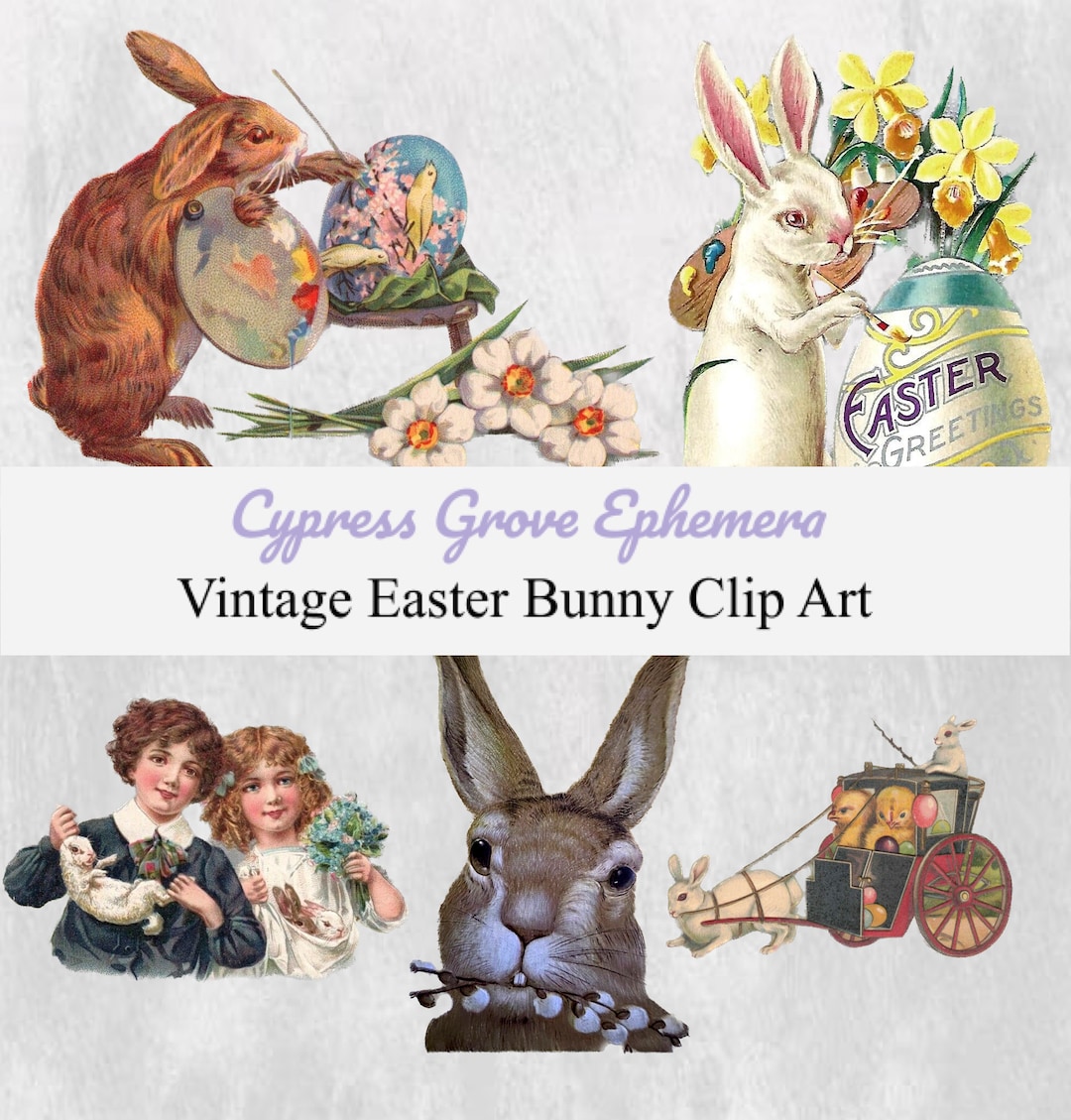 Vintage Easter Bunny Clip Art Set 1 Digital Download Graphic - Etsy
