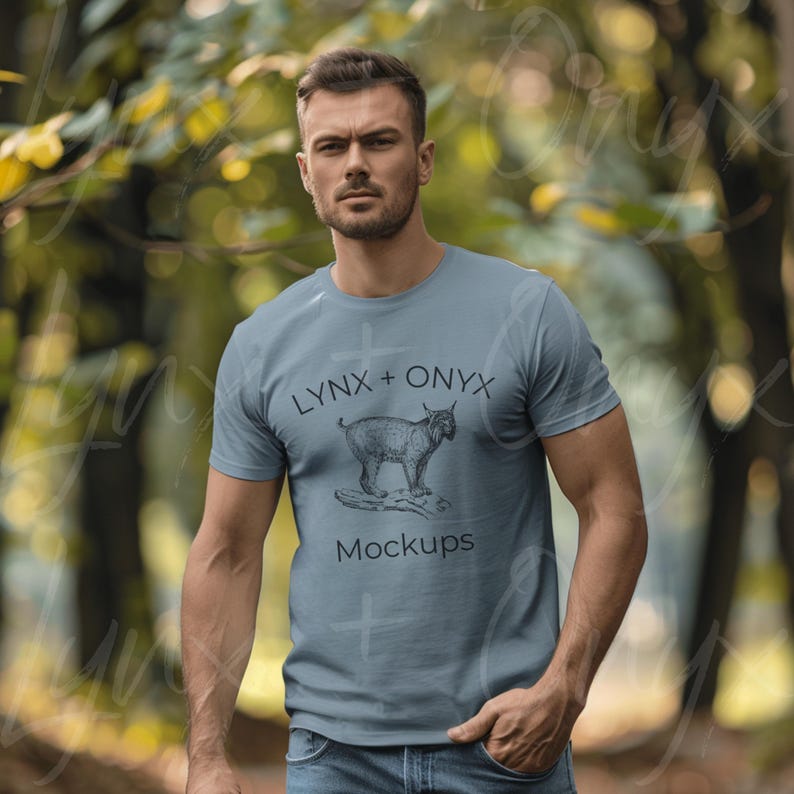 Male Model Mockup | Ice Blue Comfort Colors 1717 T-shirt Mockup | Ice ...
