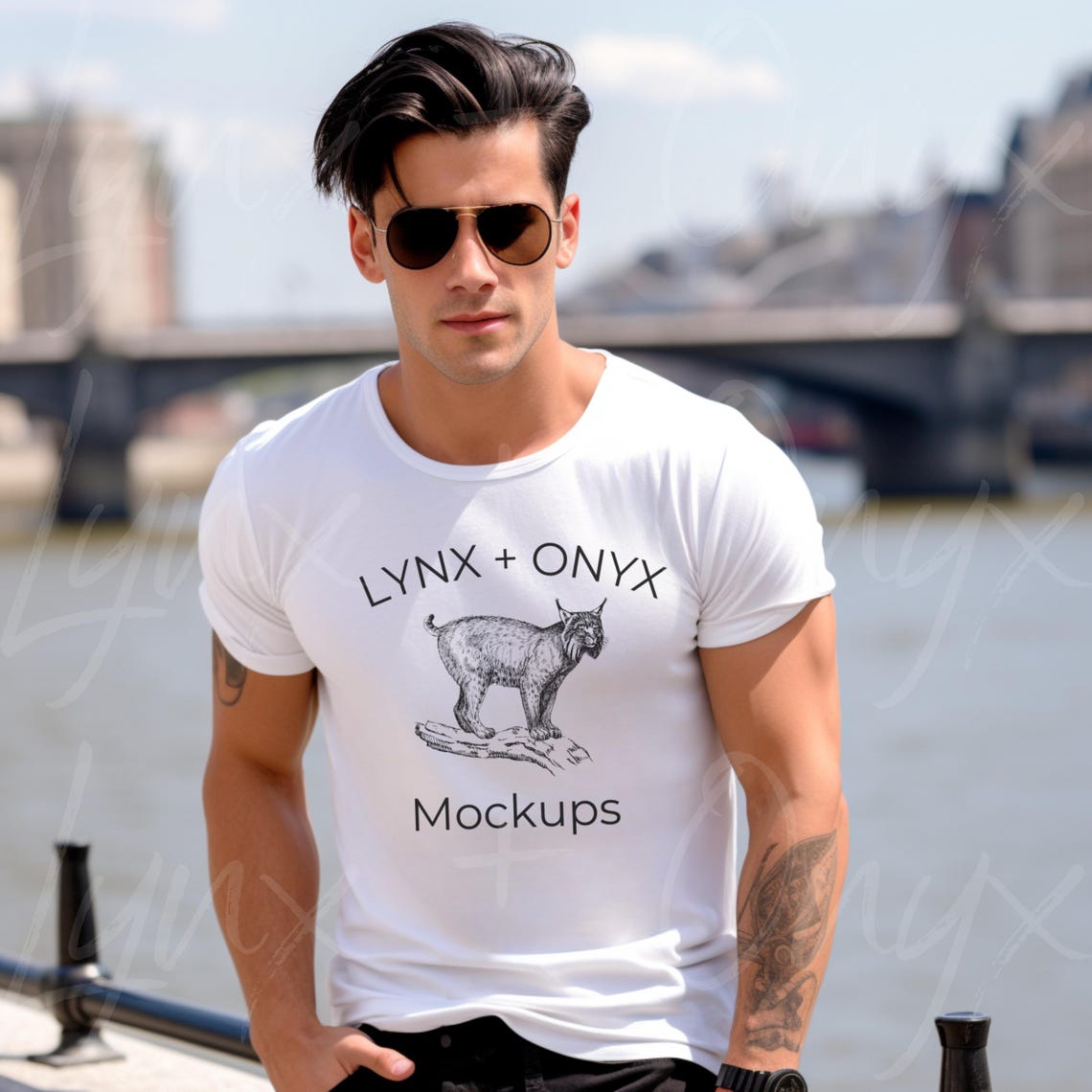 Male Model in the City | White Bella+canvas 3001 T-shirt Mockup | Guy ...
