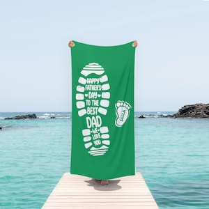 Father's Day Custom Beach Towel, Baby Foot, Name Daddy Towel, DAD ...