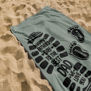 Father's Day Custom Beach Towel, Baby Foot, Name Daddy Towel, DAD ...