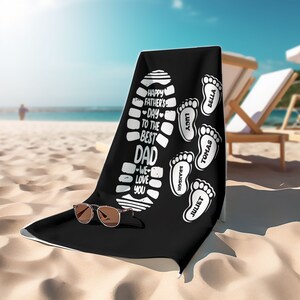 Father's Day Custom Beach Towel, Baby Foot, Name Daddy Towel, DAD ...